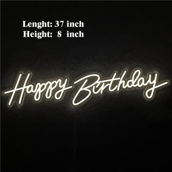 Party Supplies | 37x8 Inch Happy Birthday Neon Sign Art Wall Lights For ...